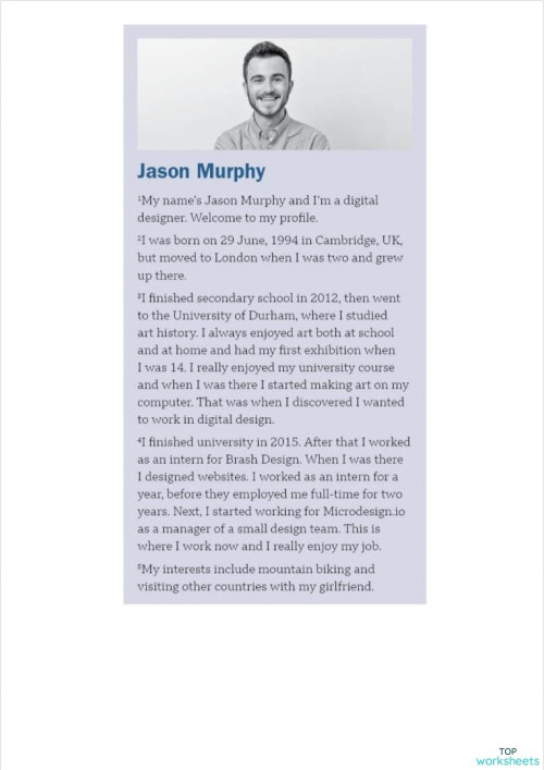 life events: reading and speaking activities. Ficha interactiva ...