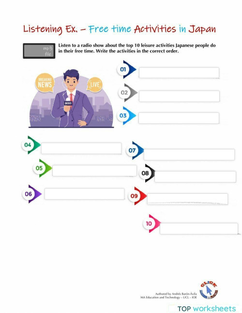 Listening Ex. - Free time Activities. Interactive worksheet | TopWorksheets