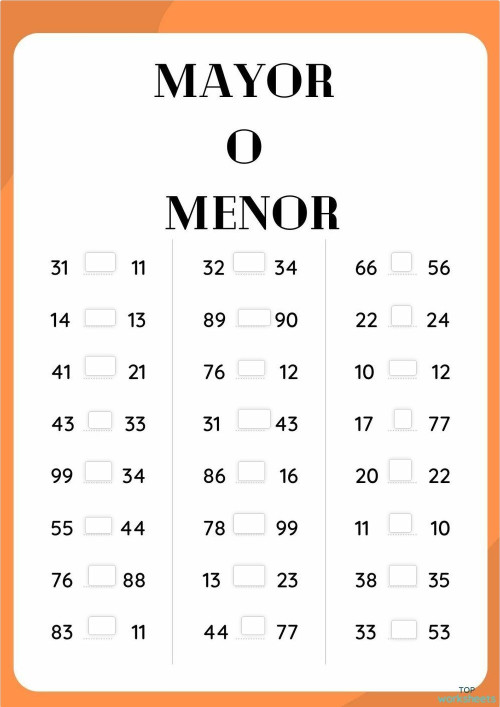 MAYOR O MENOR. Ficha interactiva | TopWorksheets