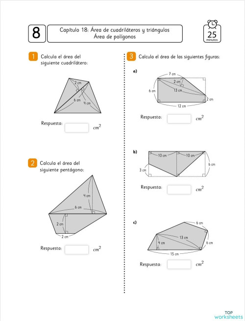 Área de polígonos. Ficha interactiva | TopWorksheets