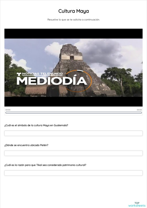 Cultura Maya. Ficha interactiva | TopWorksheets