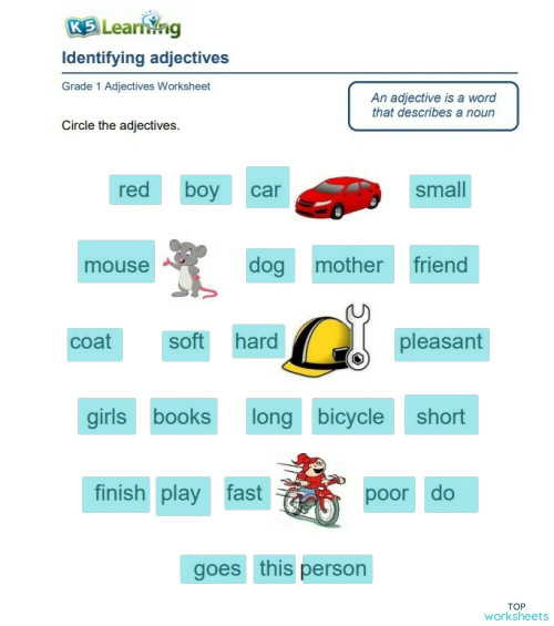 Adjective Worksheet. Interactive worksheet | TopWorksheets
