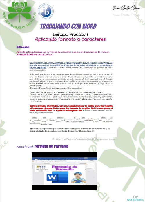 Trabajando en Word. Ficha interactiva | TopWorksheets
