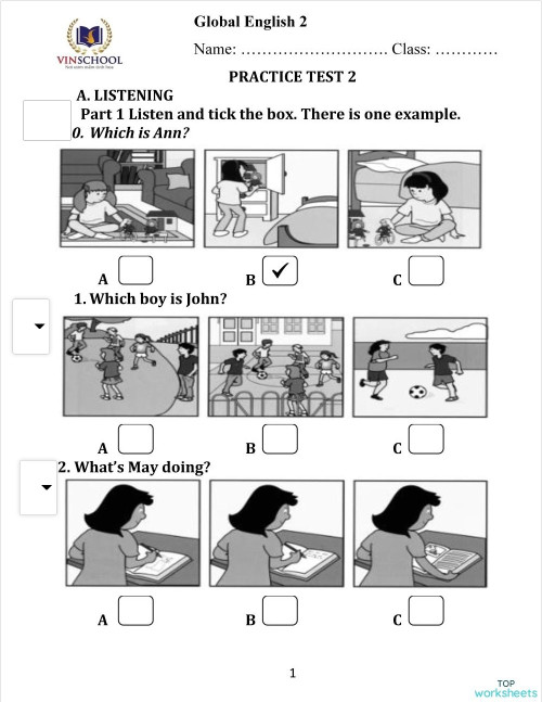 S2_practice test 2. Interactive worksheet | TopWorksheets