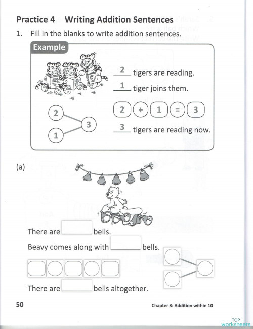 Chapter 3: Practice 4 & 5 - Writing Addition Sentences. Interactive ...