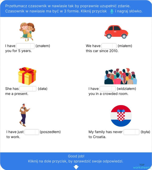 gramar - pefect - 3 forma - 6. Interaktywny arkusz | TopWorksheets