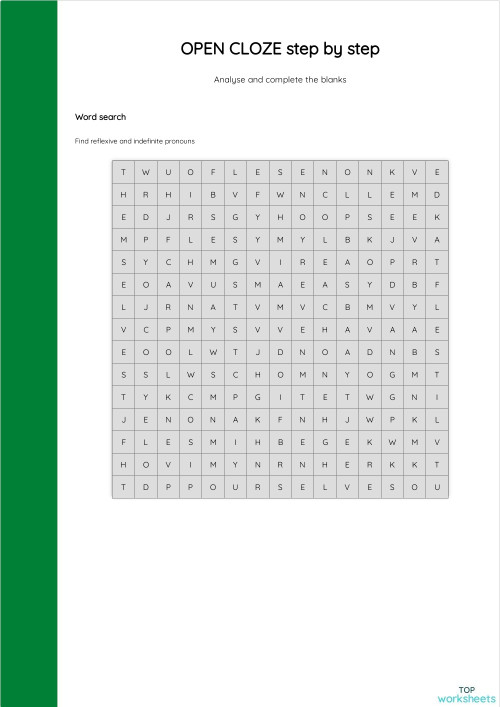 OPEN CLOZE step by step. Interactive worksheet | TopWorksheets