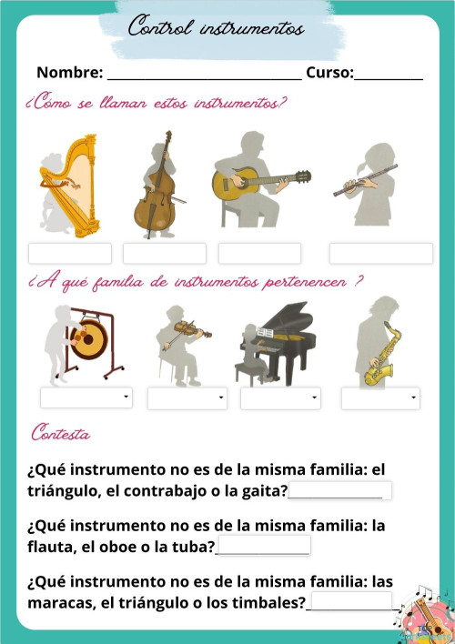 Instrumentos musicales: fichas interactivas y ejercicios online ...