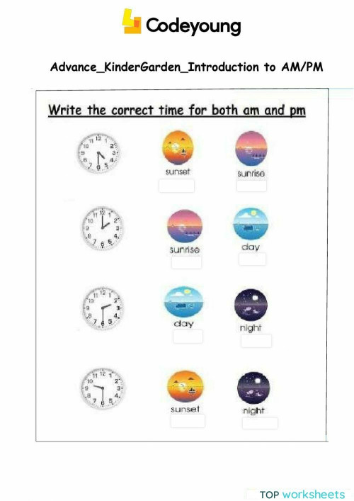 Time-am pm. Interactive worksheet | TopWorksheets