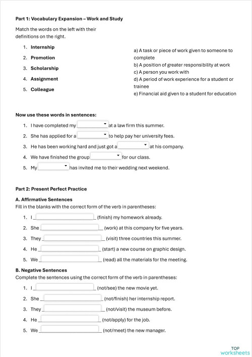 Day 5 Present Perfect Writing. Interactive worksheet | TopWorksheets