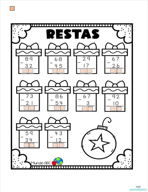 Restas de dos cifras. Ficha interactiva | TopWorksheets