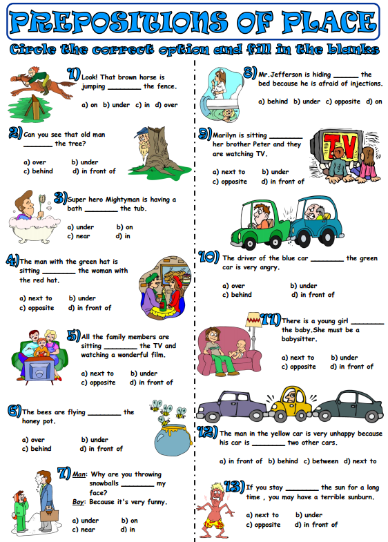 PREPOSITIONS OF PLACE. Interactive worksheet | TopWorksheets