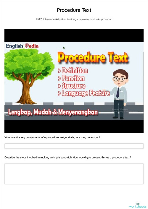 Procedure Text. Interactive worksheet | TopWorksheets