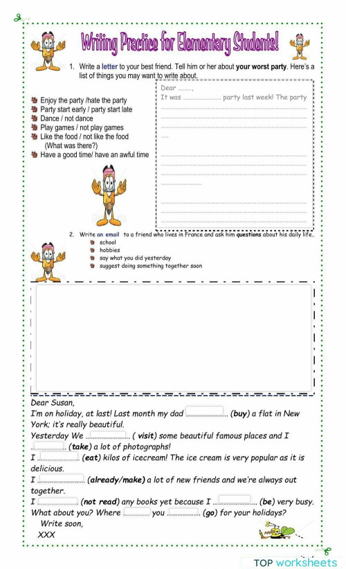 Writing emails. Interactive worksheet | TopWorksheets