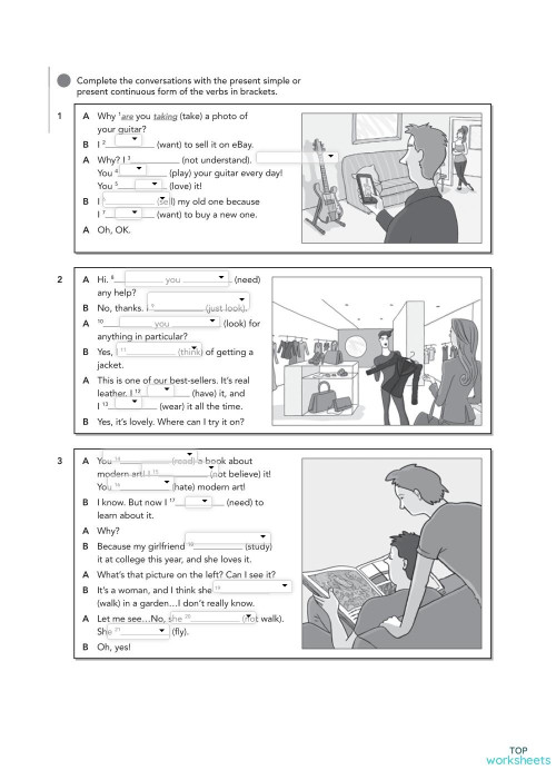 1C - Present Simple vs. Present Continuous. Interactive worksheet ...