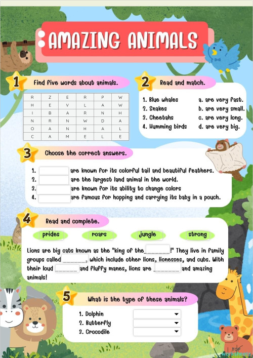 Amazing animals. Interactive worksheet | TopWorksheets