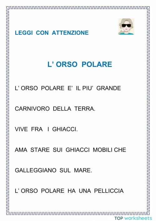 L'orso polare. Scheda interattiva | TopWorksheets