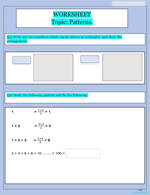 paterns-wholeNumbers.. Interactive worksheet | TopWorksheets