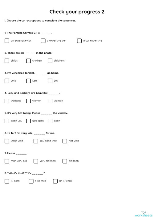 Check your progress 2. Interactive worksheet | TopWorksheets