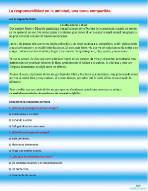 taller sobre la amistad. Ficha interactiva | TopWorksheets