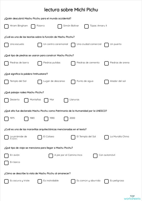 lectura sobre Michi Pichu. Ficha interactiva | TopWorksheets