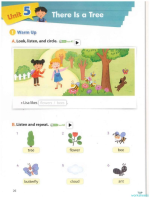 Listen Up 2_unit 5: There is a tree. Interactive worksheet | TopWorksheets