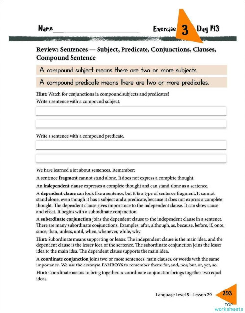 Compound Subject: interactive worksheets and online exercises ...