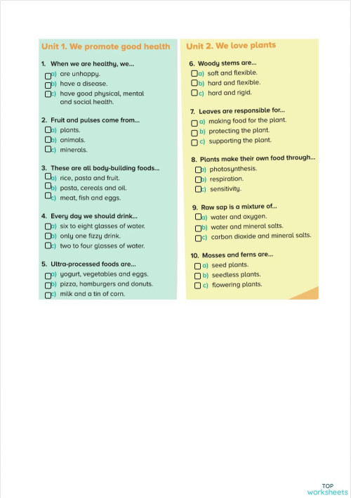 Plants: interactive worksheets and online exercises | TopWorksheets