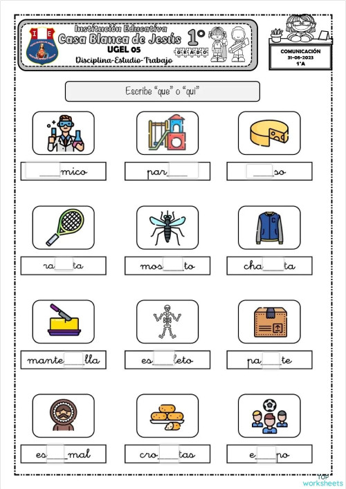 Identificamos palabras que contienen que y qui. Ficha interactiva ...