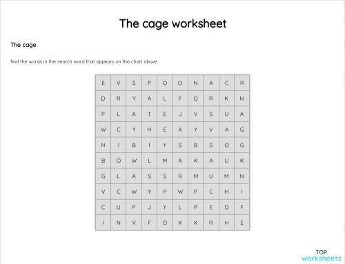 The cage worksheet. Interactive worksheet | TopWorksheets