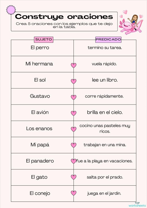 Construcción de oraciones. Ficha interactiva | TopWorksheets