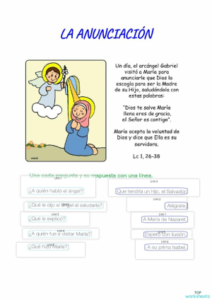 Aprendamos la sobre la Anunciación . Ficha interactiva | TopWorksheets