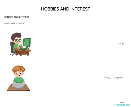 HOBBIES AND INTEREST. Ficha interactiva | TopWorksheets