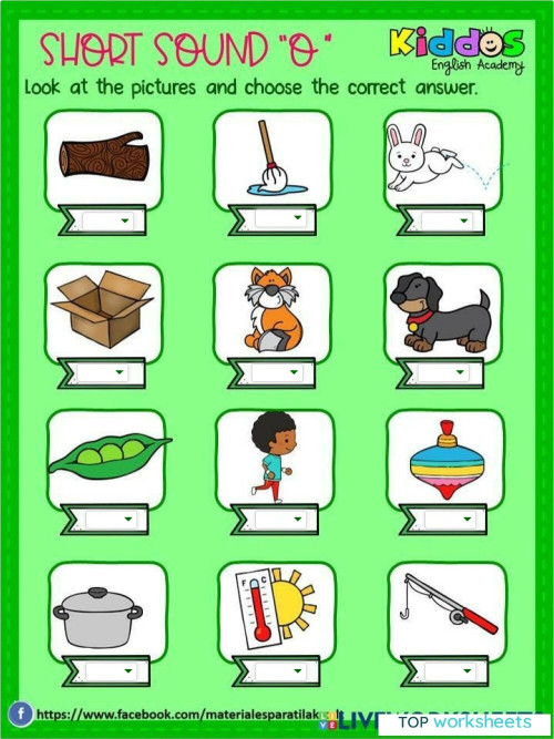 Short Vowel "o" Sound. Interactive worksheet | TopWorksheets