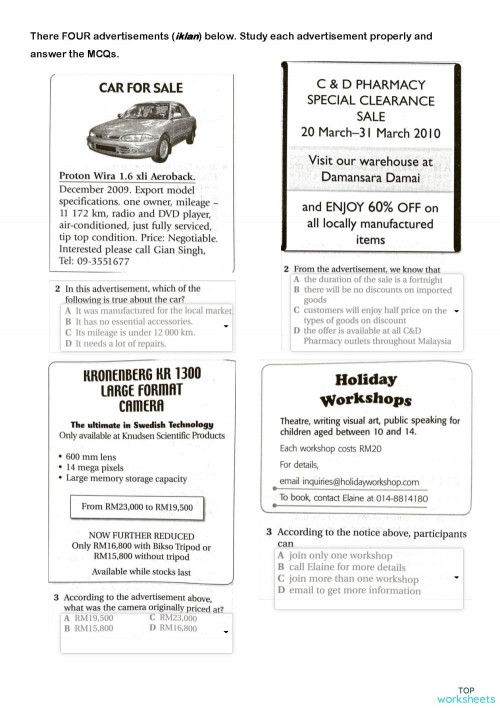 Reference skill and Reading Comprehension. Interactive worksheet ...