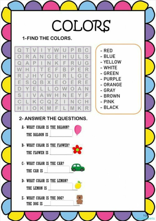 find the colors. Interactive worksheet | TopWorksheets