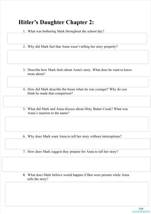 Hitler's Daughter Text Dependent Questions. Interactive worksheet ...