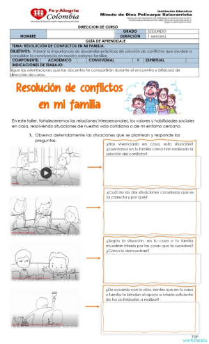 DC-TALLER 23-RESOLUCIÓN DE CONFLICTOS EN FAMILIA-PARTE 1. Ficha ...