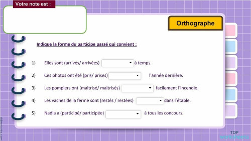 Accord du participe passé 3. Fiche interactive | TopWorksheets