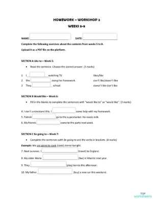 HOMEWORK WORKSHOP 2. Interactive worksheet | TopWorksheets