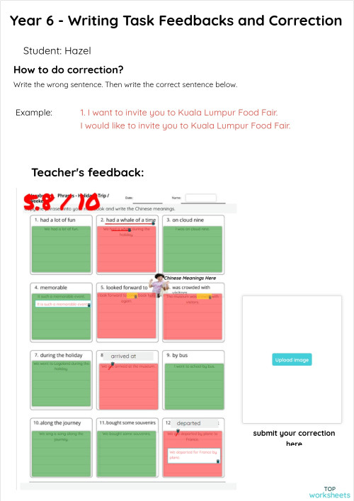 Year 4 - Writing Assessment- Feedback -. Interactive worksheet ...
