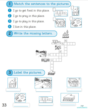 writing places. Interactive worksheet | TopWorksheets