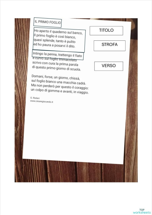 LA STRUTTURA DEL TESTO POETICO. Scheda interattiva | TopWorksheets