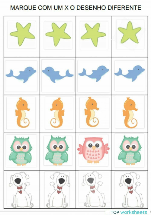 Marque um x. Ficha interativa | TopWorksheets