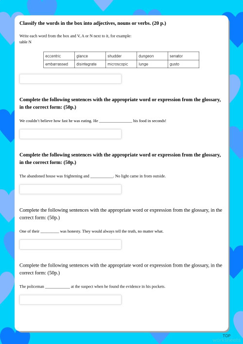 Fuzzy Mud Glossary Assessment. Interactive worksheet | TopWorksheets