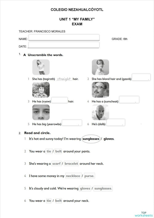 6th Grade Unit 1 Exam. Interactive worksheet | TopWorksheets 6th Grade Unit 1 Exam. Interactive worksheet | TopWorksheets