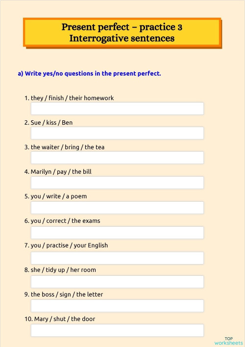Present perfect: interactive worksheets and online exercises ...