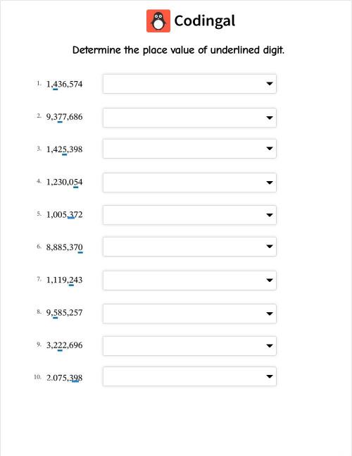 M_G04T02_WC01_Place Values. Interactive worksheet | TopWorksheets