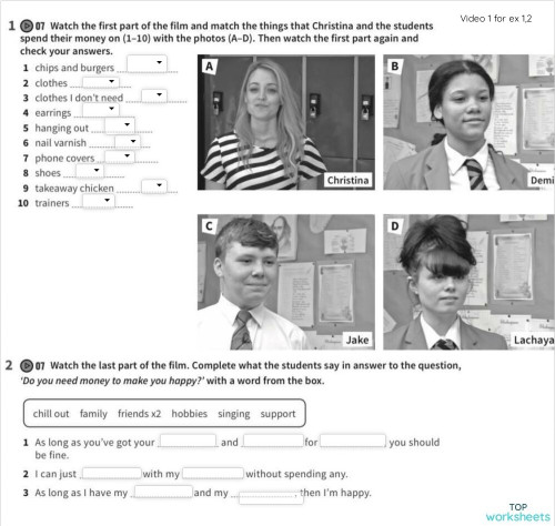 1-minute-talk Flowers. Interactive worksheet | TopWorksheets