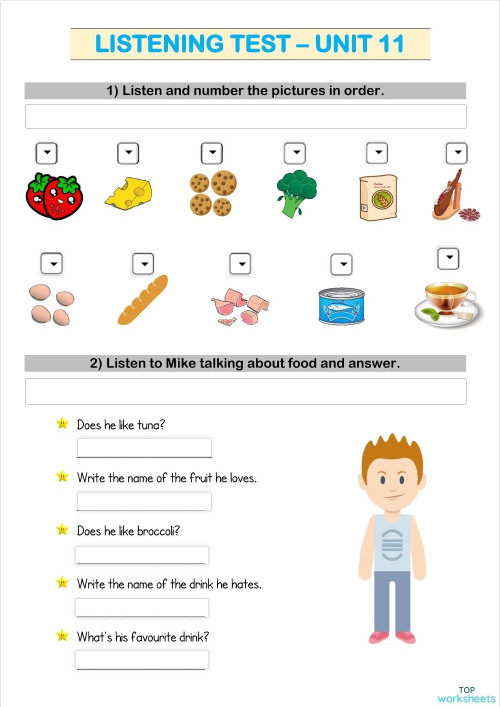 Unit 11 - LISTENING. Interactive worksheet | TopWorksheets